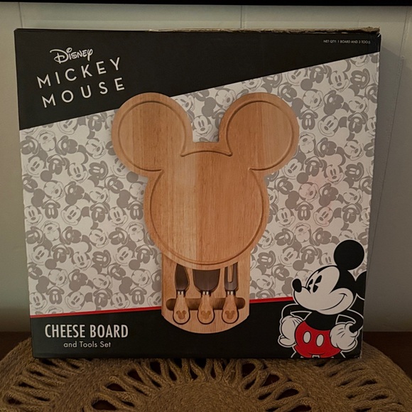 Disney | Dining | Disney Mickey Mouse Wooden Cheese Board Tools Setnib ...